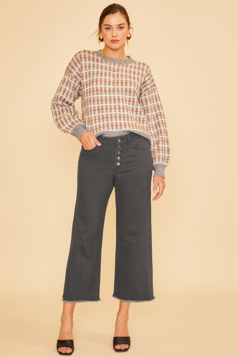 HIGH RISE STRETCH BUTTONS UP WIDE LEG-CHARCOAL – Dear Rosie Boutique